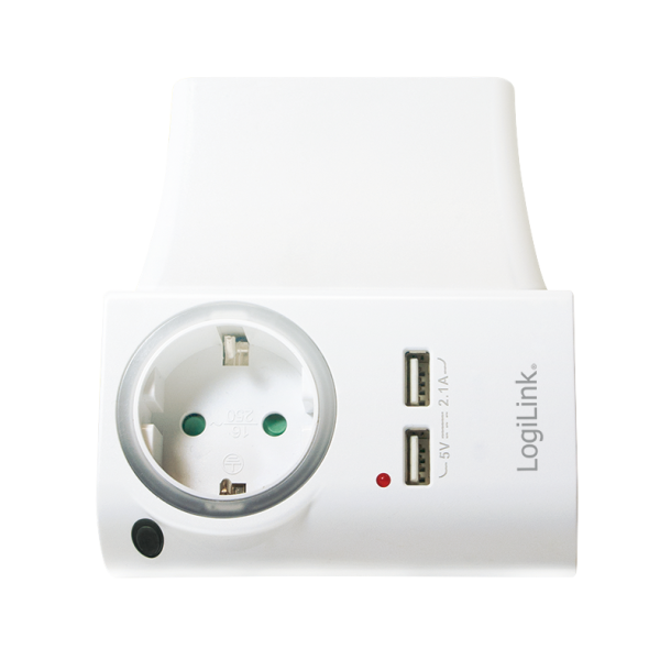 USB power socket adapter, 2x USB ports with phone holder - TILBEHØR ...