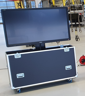 Flightcase til 75" med indbygget DIMASA W100 lift og rum til tilbehør - * - Bestphone ApS